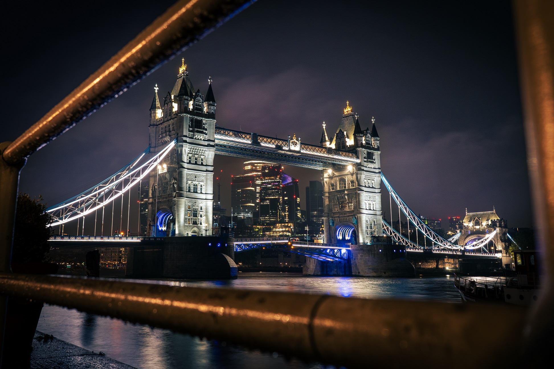 Tower Bridge Open At Night